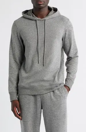 Daniel Buchler Pinstripe Pajama Hoodie - White Grey Stipe