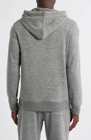 Daniel Buchler Pinstripe Pajama Hoodie - White Grey Stipe