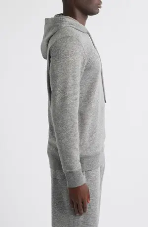 Daniel Buchler Pinstripe Pajama Hoodie - White Grey Stipe