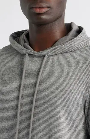 Daniel Buchler Pinstripe Pajama Hoodie - White Grey Stipe
