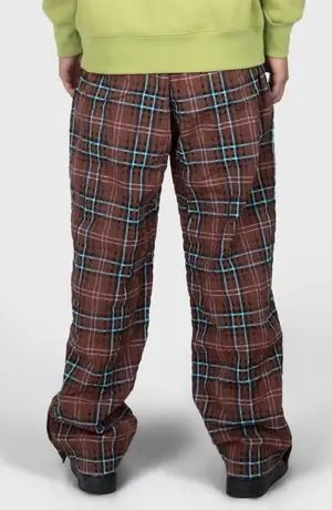 PLEASURES X Boiler Room Practice Plaid Track Pants - Brown