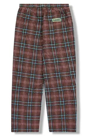 PLEASURES X Boiler Room Practice Plaid Track Pants - Brown