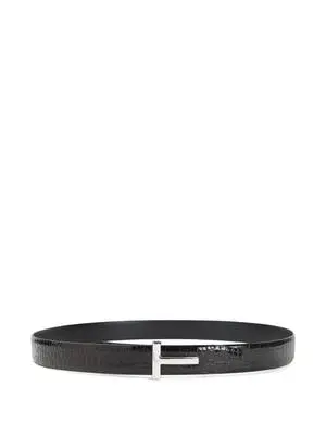 TOM FORD Crocodile-embossed Leather Belt - Brown
