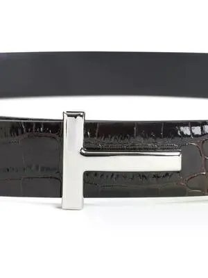 TOM FORD Crocodile-embossed Leather Belt