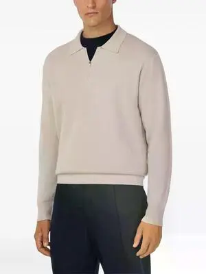 Boggi Milano Merino Wool Half-zip Sweater - Neutrals