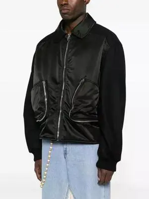 BLUEMARBLE Zip-front Wool-sleeve Bomber Jacket