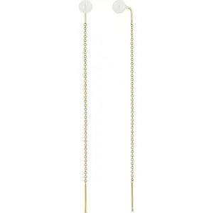 Zoe Chicco Cultured Pearl Threader Earrings - 14k Yellow Gold