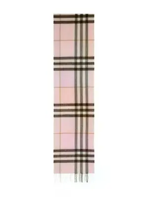 Burberry Check-pattern Fringed Scarf - Pink