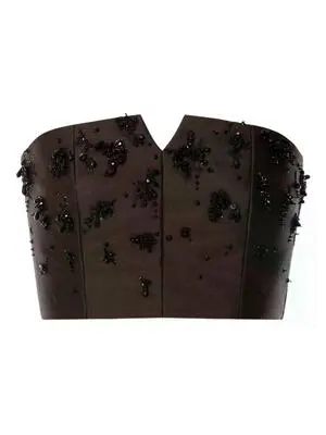 Alberta Ferretti Sequin-embellished Corset Top - Brown