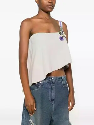 GEMY MAALOUF Embroidered-flowers One-shoulder Top