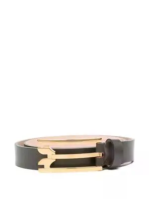 Victoria Beckham Leather Belt With Logo Buckle - Green