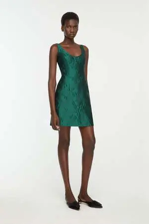 EMILIA WICKSTEAD Emerald Ditsy Floral Jacquard Dress - Green
