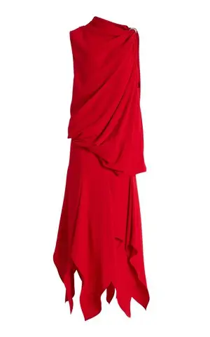 Proenza Schouler Denise Draped Crepe Midi Dress - Red