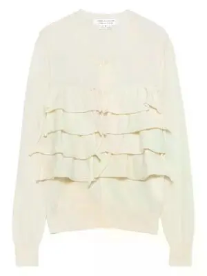 Comme Des Garçons Tiered-ruffle Cardigan - White
