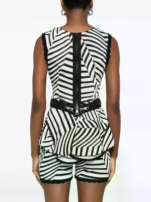 GEMY MAALOUF Striped Ruffled Top