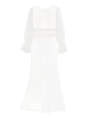GEMY MAALOUF Lace Insert Flared Jumpsuit - White