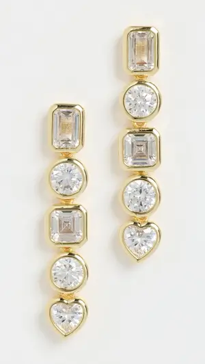 BY ADINA EDEN Cz Multi Shape Bezel Drop Stud Earrings