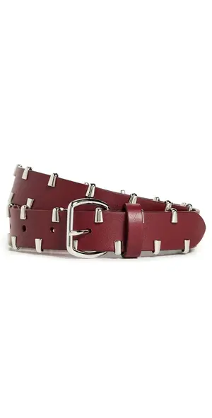 Anderson's Slim Nappa Calf Studded Belt - Maroon
