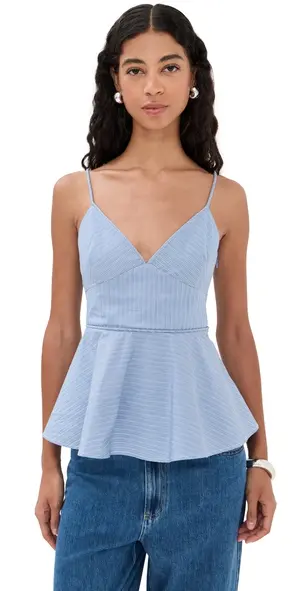 Co Striped Peplum Camisole