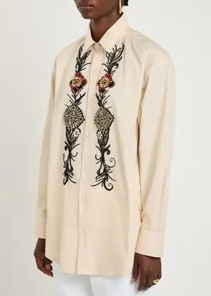 La DoubleJ Embroidered Cotton Poplin Shirt