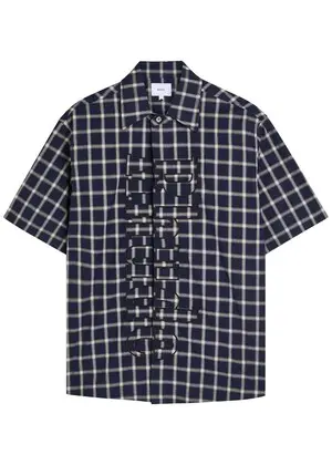 Rhude Center Logo Button Up Shirt - Navy