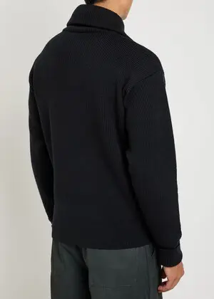 LEMAIRE Half-zip Ribbed Wool Jumper