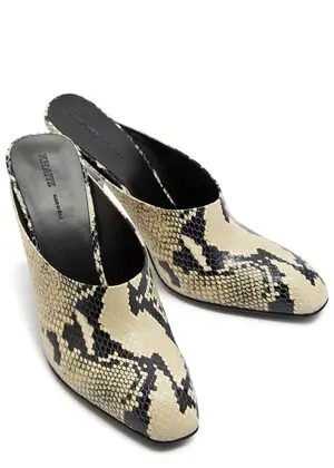 Khaite Colt 100 Python-effect Leather Mules