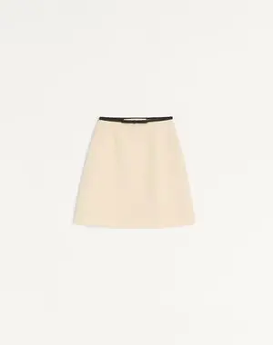 Valentino Garavani Plain Wool Tweed A-line Skirt - Almond/black