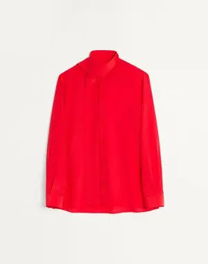 Valentino Garavani Crepe De Chine Shirt With Scarf - Red