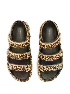 Tory Burch Leopard-print Triple-strap Platform Sandals