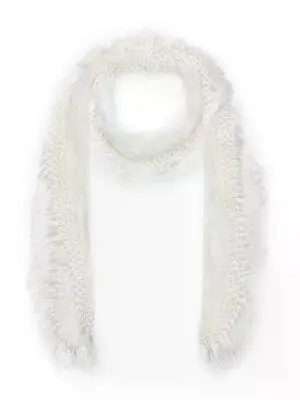 Blumarine Fringed Crochet Scarf - White