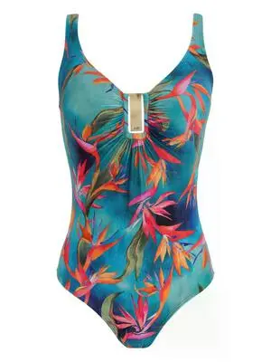 LYGIA & NANNY Mirassol Tropical-print Swimsuit - Blue