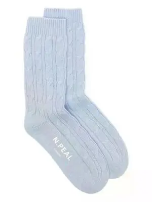 N.peal Cable-knit Socks - Blue