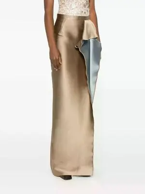 GEMY MAALOUF Straight Hem Ruffled Slit Skirt