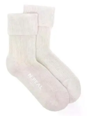 N.peal Ribbed Bed Socks - Neutrals