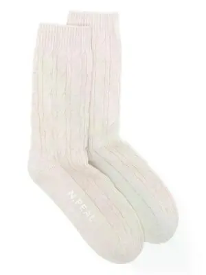 N.peal Cable House Socks - Neutrals