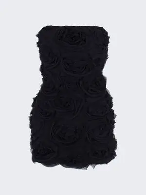Zeynep Arçay Mini Dress With Rose Motifs - Black