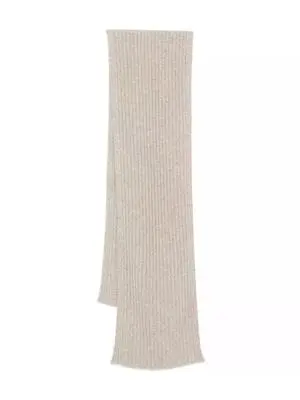 N.peal Short Ribbed Scarf - Neutrals