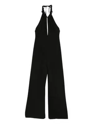 GEMY MAALOUF Bead-embellished Halterneck Jumpsuit - Black