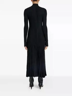 Proenza Schouler Ribbed Pleated Midi Day Dress - Black