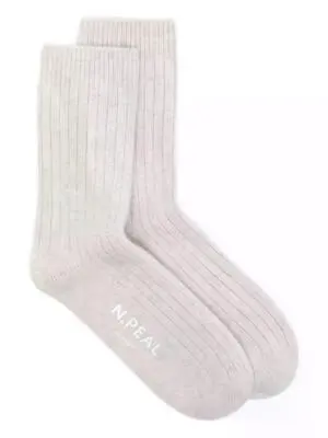 N.peal Ribbed Ankle Socks - Grey
