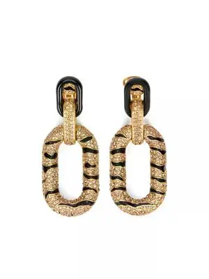Roberto Cavalli Tiger-stripes Crystal-embellished Clip-on Earrings - Gold