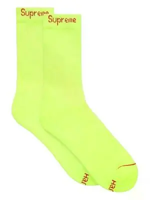 Supreme Hanes Logo-jacquard Socks - Yellow