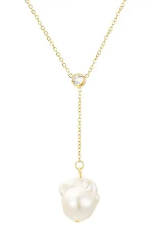 UNTAMED PETALS Odessa Freshwater Pearl Lariat - Gold