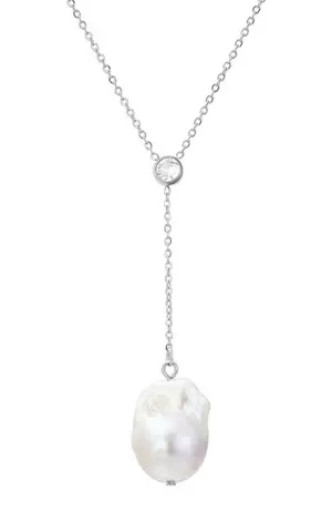 UNTAMED PETALS Odessa Freshwater Pearl Lariat - Silver