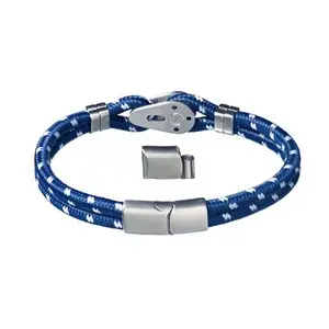 LINK UP Sailing Pulley Nylon Cord Bracelet With Stainless Steel Detail - Navy
