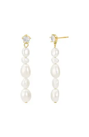 UNTAMED PETALS Selena Pearl Drop Earrings - Gold