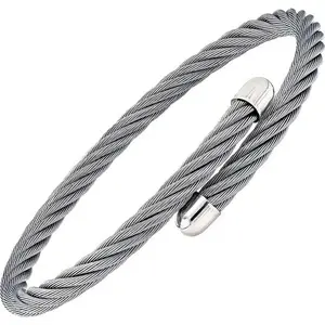 LINK UP Adjustable Stainless Steel Cable Bracelet - Silver