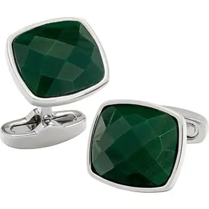 LINK UP Square Faceted Stone Cufflinks - Green