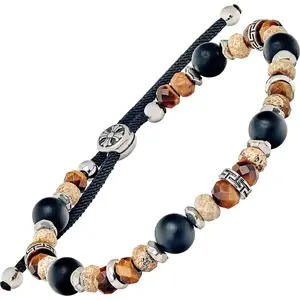 LINK UP Semi-precious Gemstone Bead Bracelet - Brown